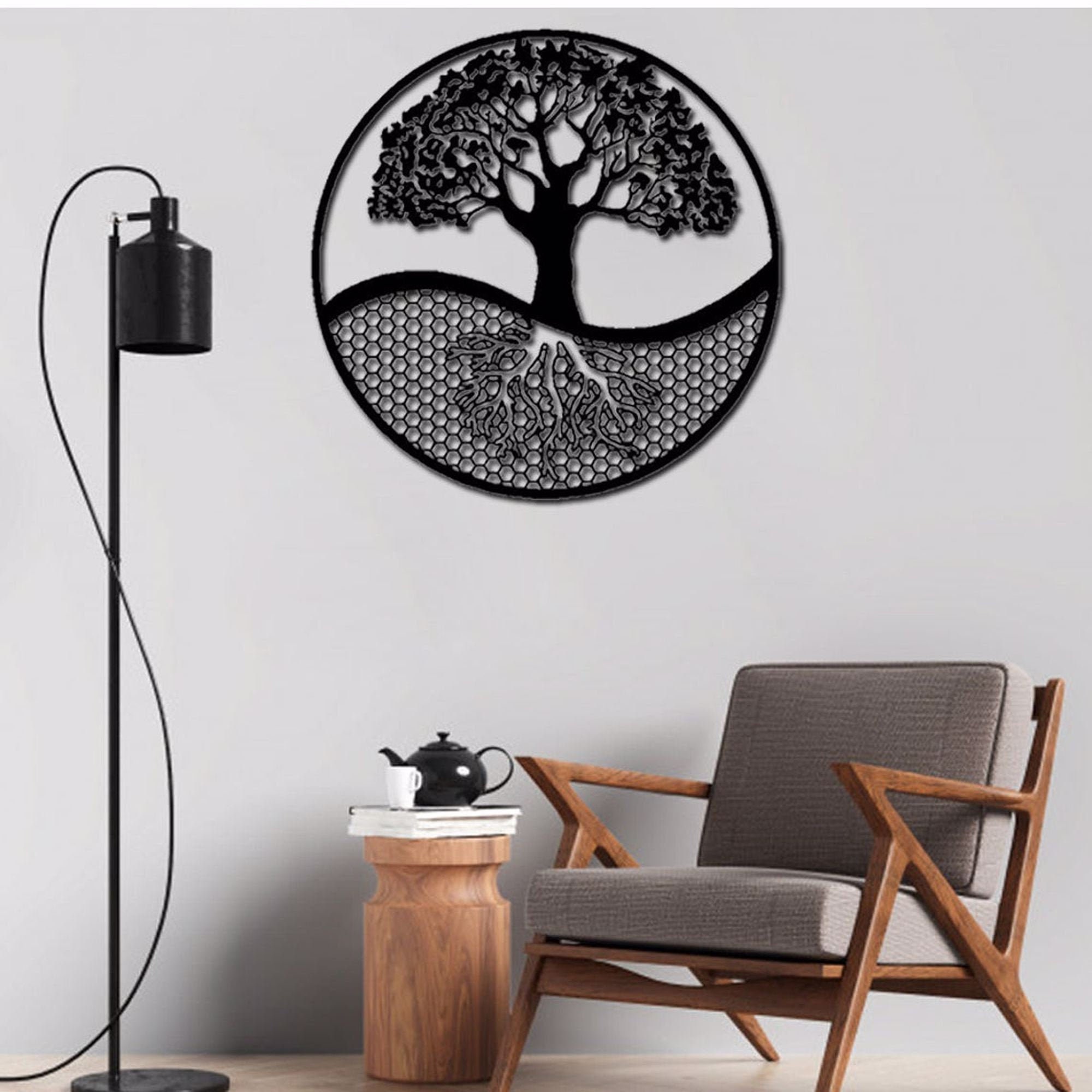 Yin Yang Metal Wall Decor Tree and Root Art Decor 3D Metal Wall Decor ...