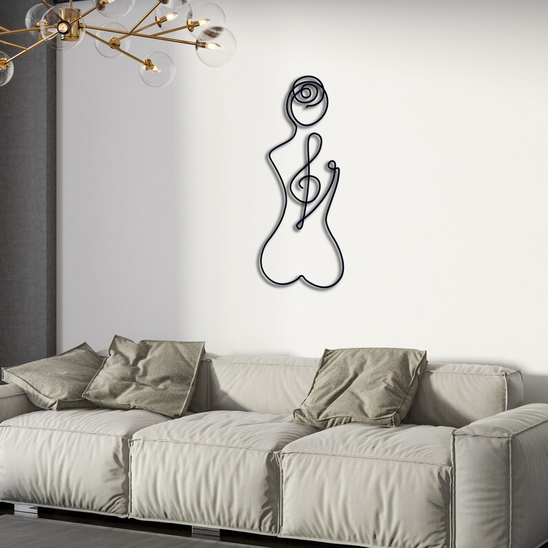 Minimalist Decor Metal Wall Art Single Line Art Wall Decor - Etsy