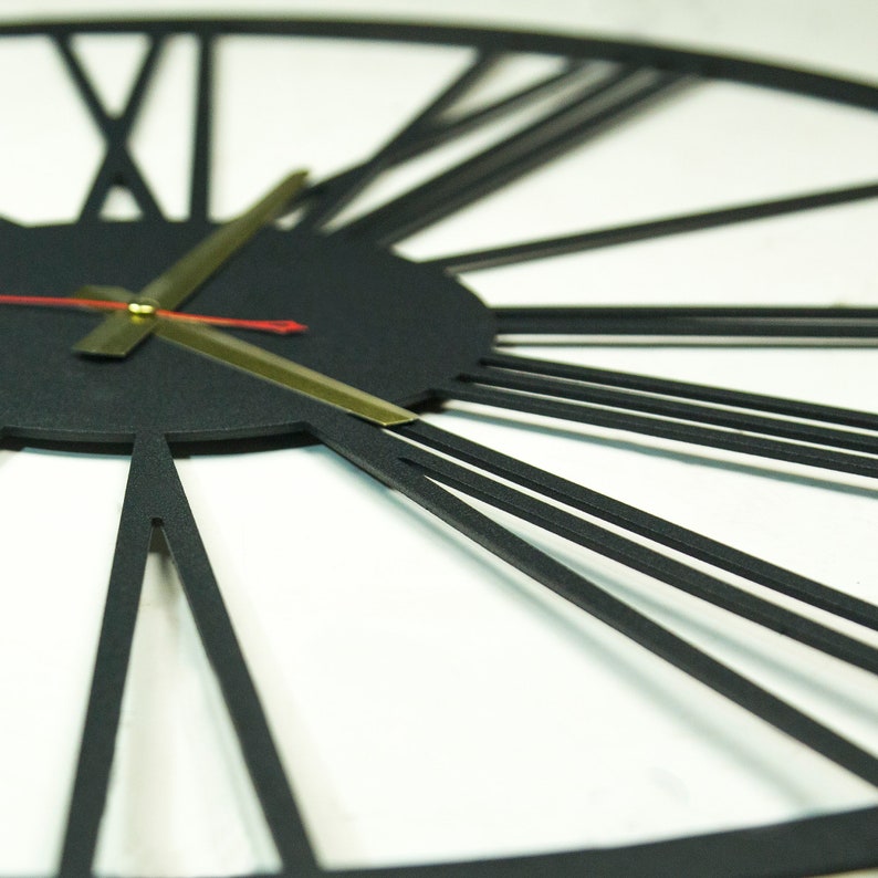 Slim Design Modern Metal Wall Clock With Linear Roman - Etsy