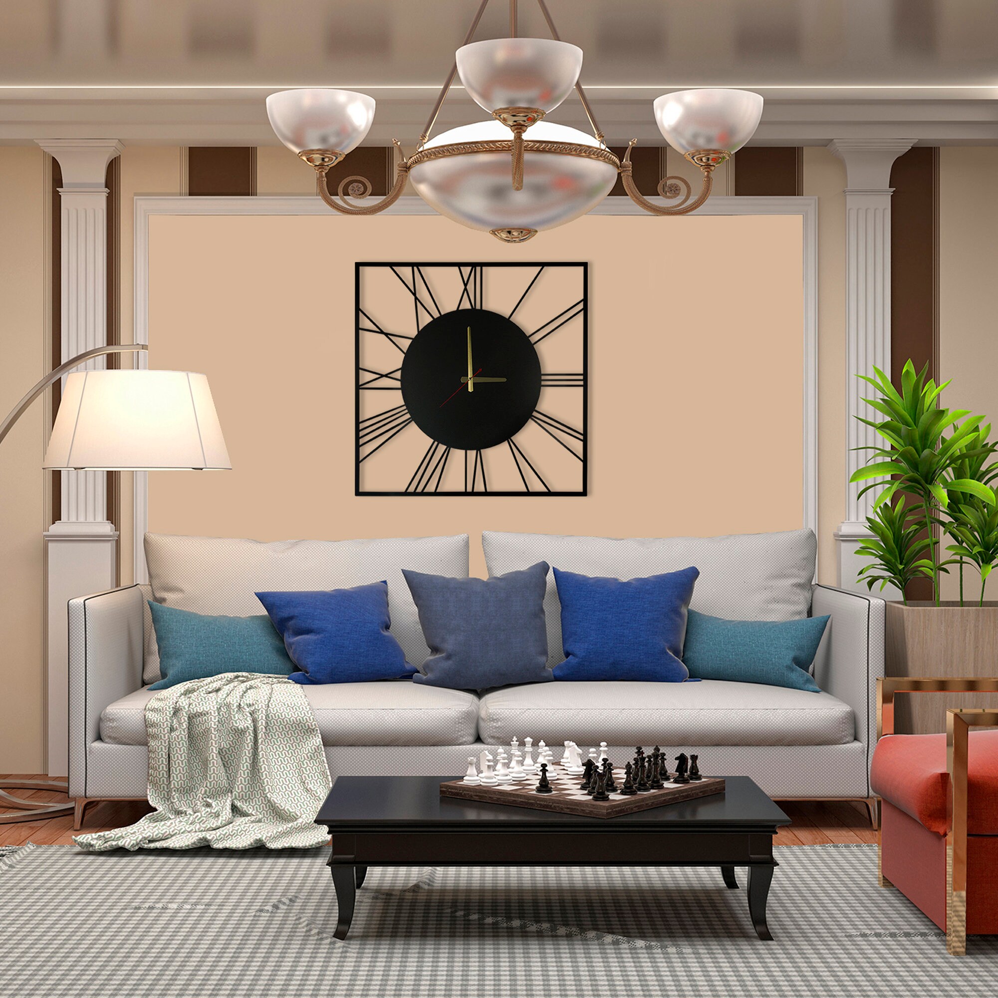 Line Art Square Metal Wall Clock Metal Wall Decor Wall Art - Etsy