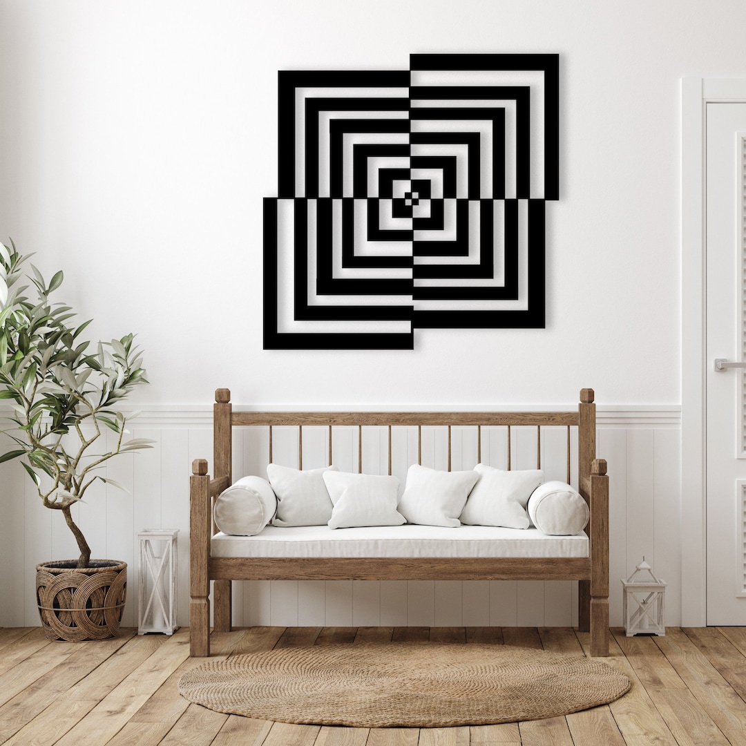 Optical Illusion Metal Wall Art, Escher Metal Art, 3D Trippy Wall Art ...