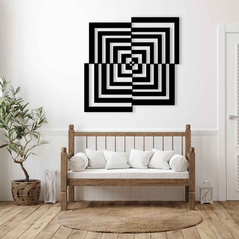 Optical Illusion Metal Wall Art, Escher Metal Art, 3D Trippy Wall Art ...