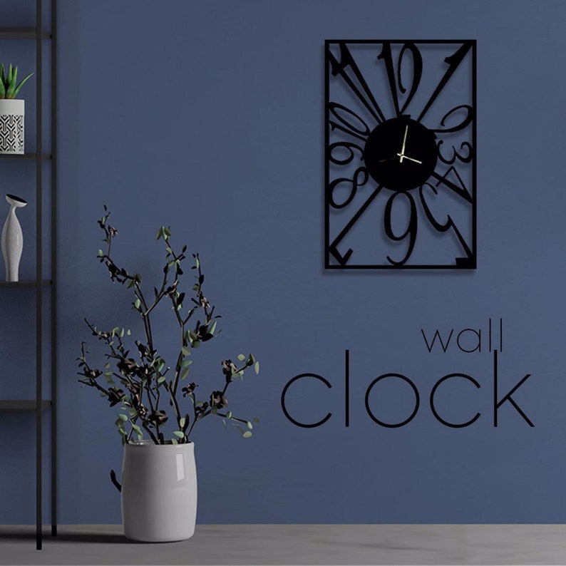 Rectangular Metal Wall Clock With Large Numbers Metal Wall - Etsy