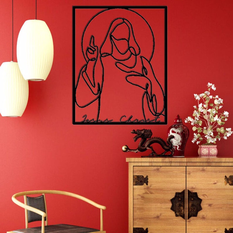 Jesus Metal Wall Decor He is Risen Christian Line Art - Etsy