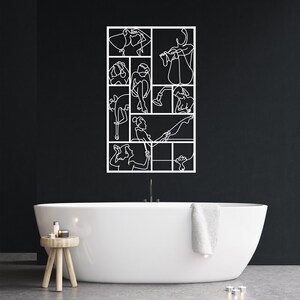 Women Line Art - Metal Wall Decor, Bathroom Modern Minimalist Line Art ...