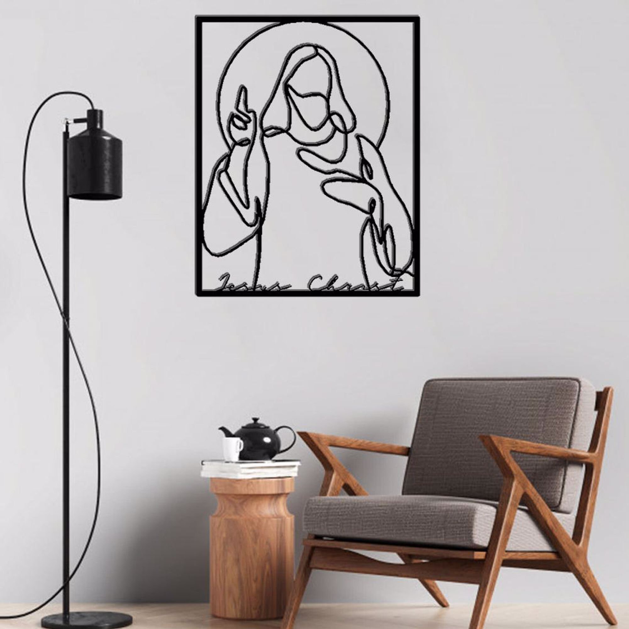 Jesus Metal Wall Decor He is Risen Christian Line Art | Etsy