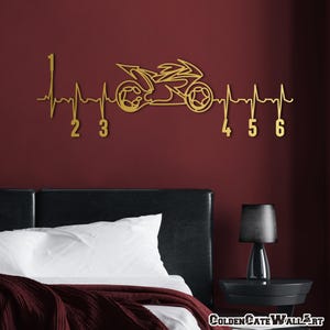 Motorcycle Metal Wall Art, Moto Heart Rhythm Minimalist Wall Art ...