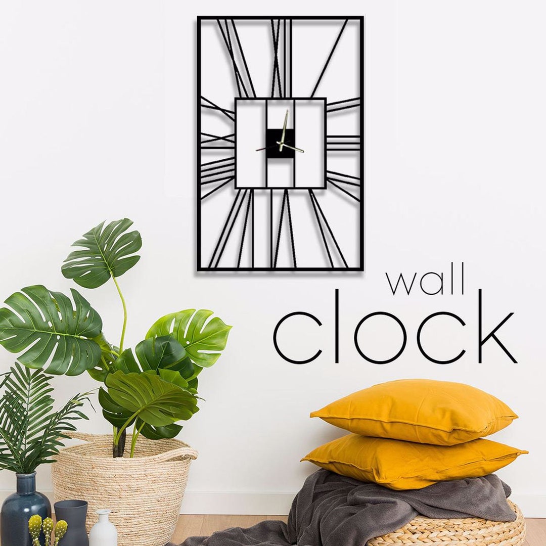 Line Art Rectangular Metal Wall Clock, Metal Wall Decor, Wall Art ...