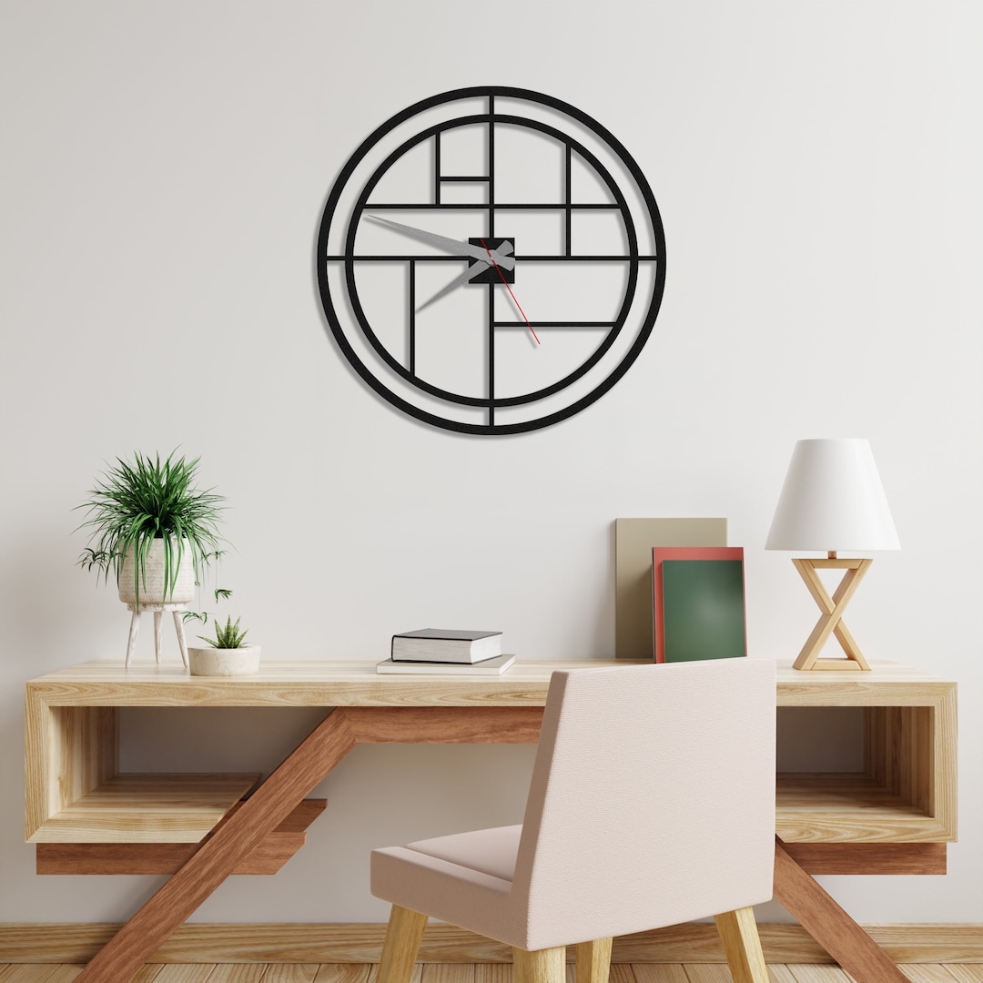 Abstract Metal Wall Clock; Slent Wall Clock for Home & Office ...