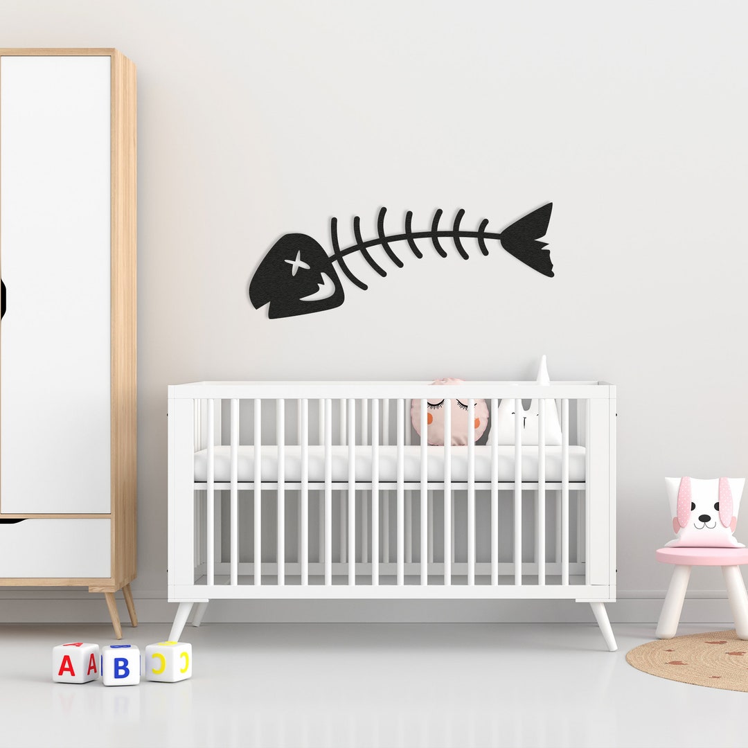 Metal Fish Skeleton Wall Decor, Fishbone Line Art, Gothic Home Decor ...