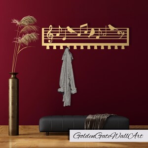 Music Portrait & Notes Wall Mounted Coat Rack, Metal Wall Art, Key ...