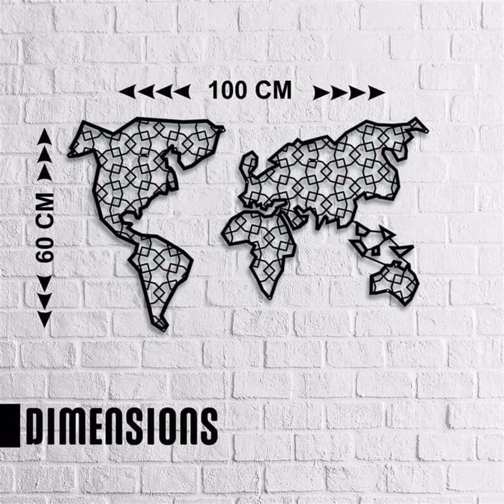 Metal World Map Wall Art 2 Pieces Geometric World Map Decor | Etsy