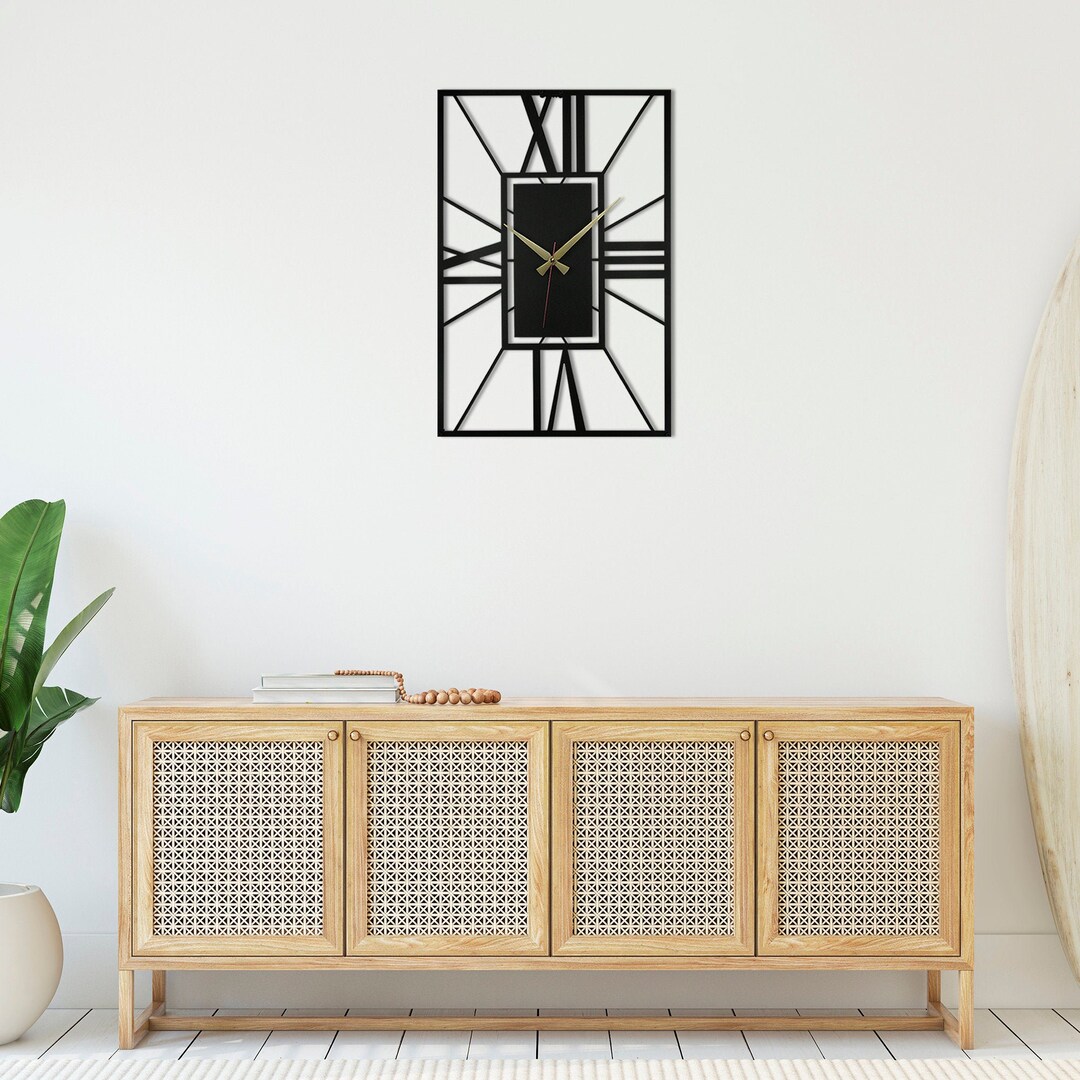Roman Large Wall Clock / Rectangle Farmhouse Wall Clock / Rustic Wall ...