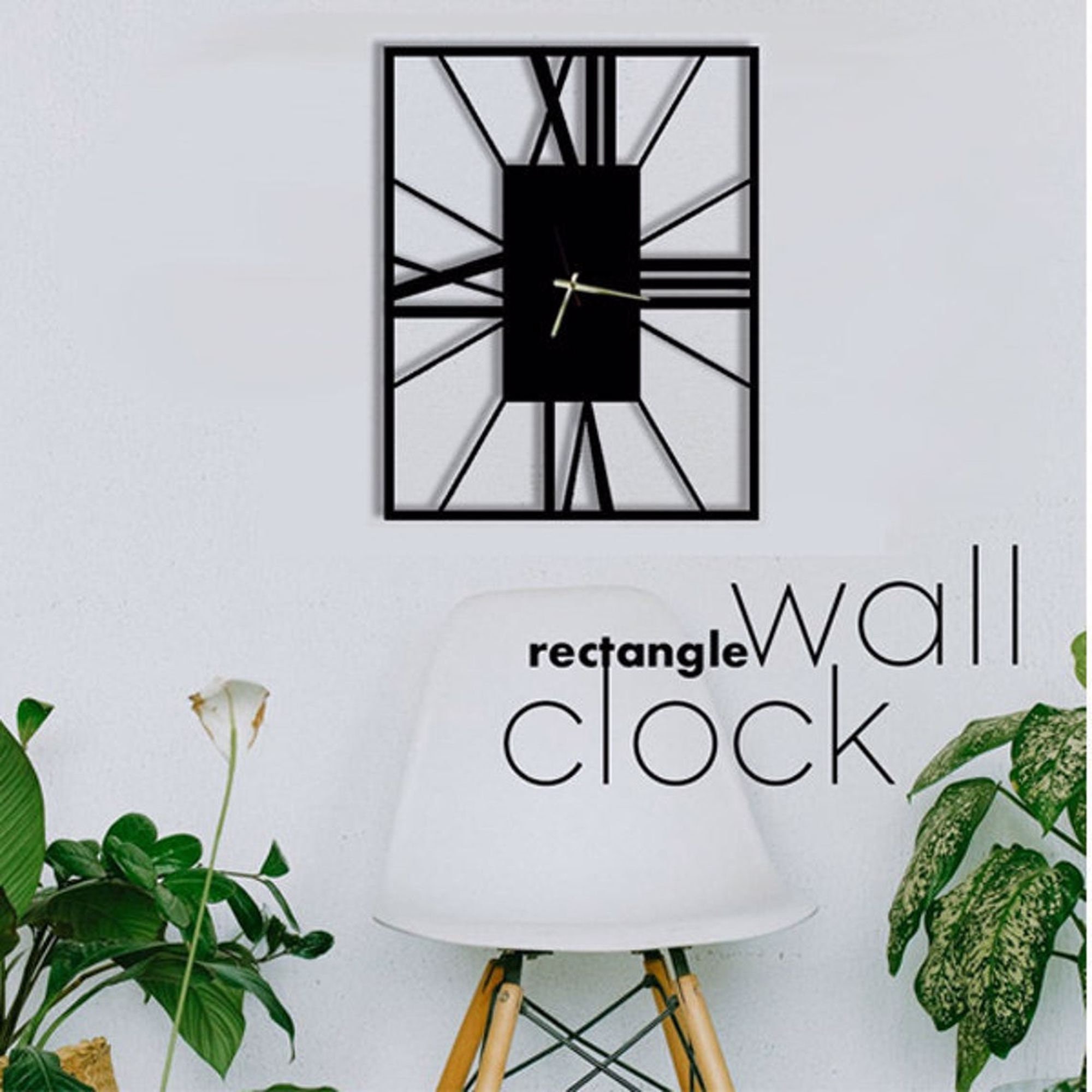 Rectangle Metal Wall Clock With Large Roman Numerals - Etsy