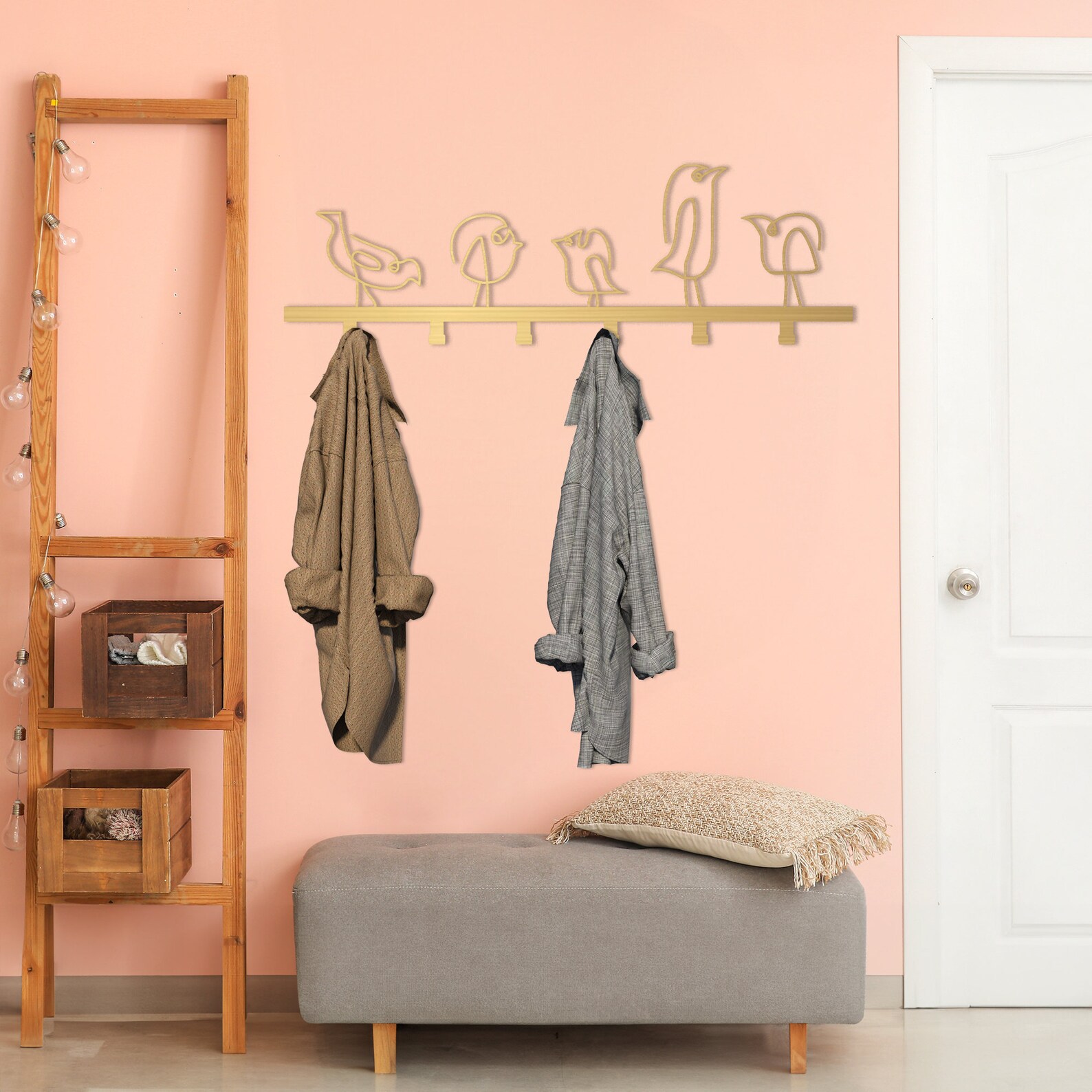 Bird Wall Mounted Rack, Metal Wall Art Wall Hooks Hanger, Garden Wall ...