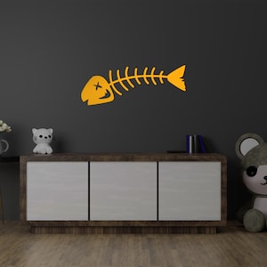 Metal Fish Skeleton Wall Decor, Fishbone Line Art, Gothic Home Decor ...