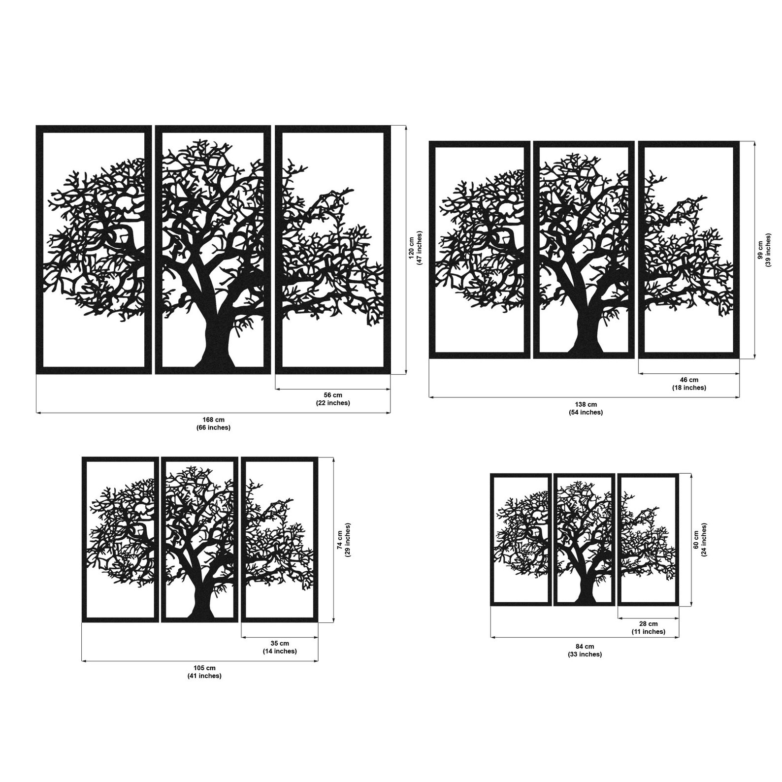 Metal Wall Art-3 Panels Tree of Life Decor, 3D Metal Wall Decor for ...