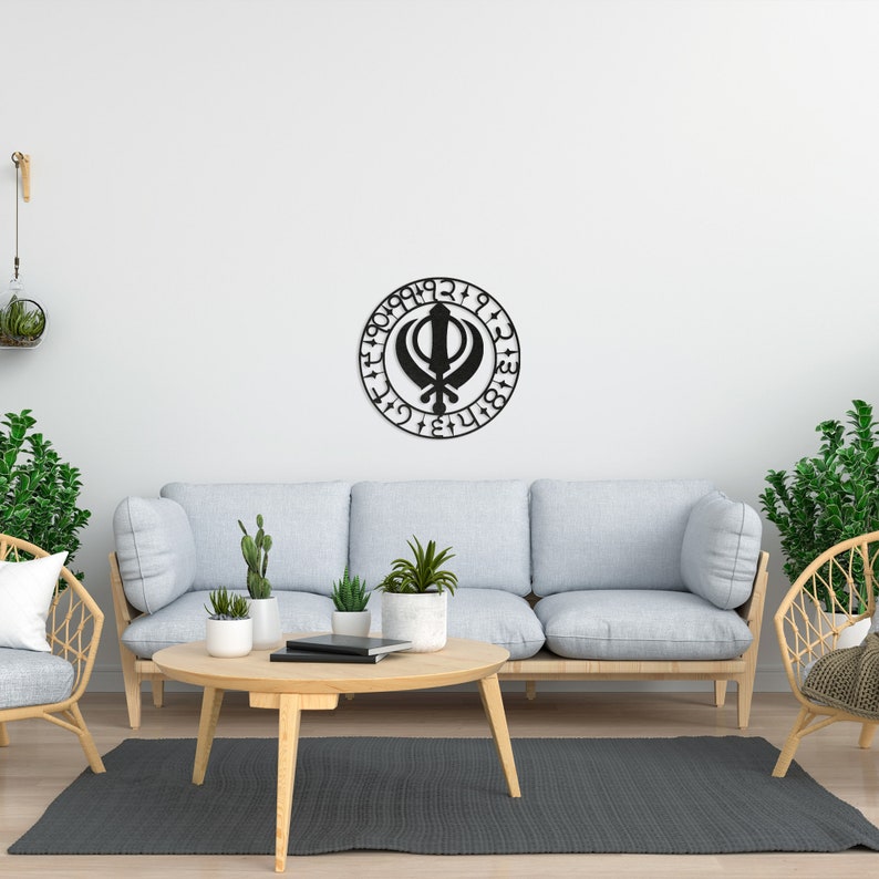 Khanda Metal Wall Clock: Sikh Symbol Art With Punjabi Numerals (24 Inch ...
