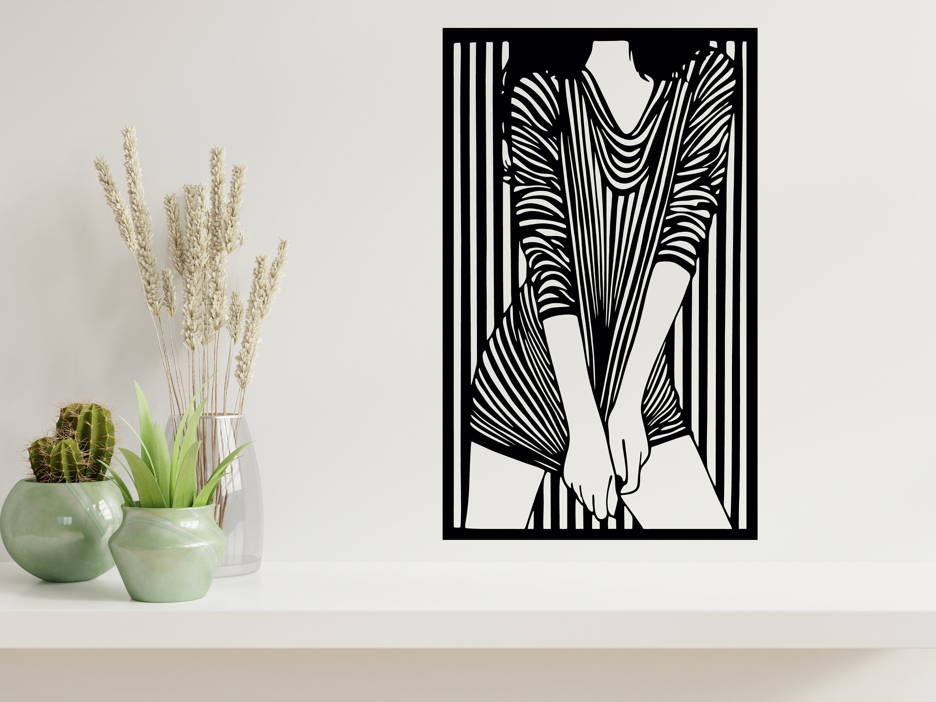 Modern Woman Line Art Oversized Laser Cut Metal Wall Decor | Etsy