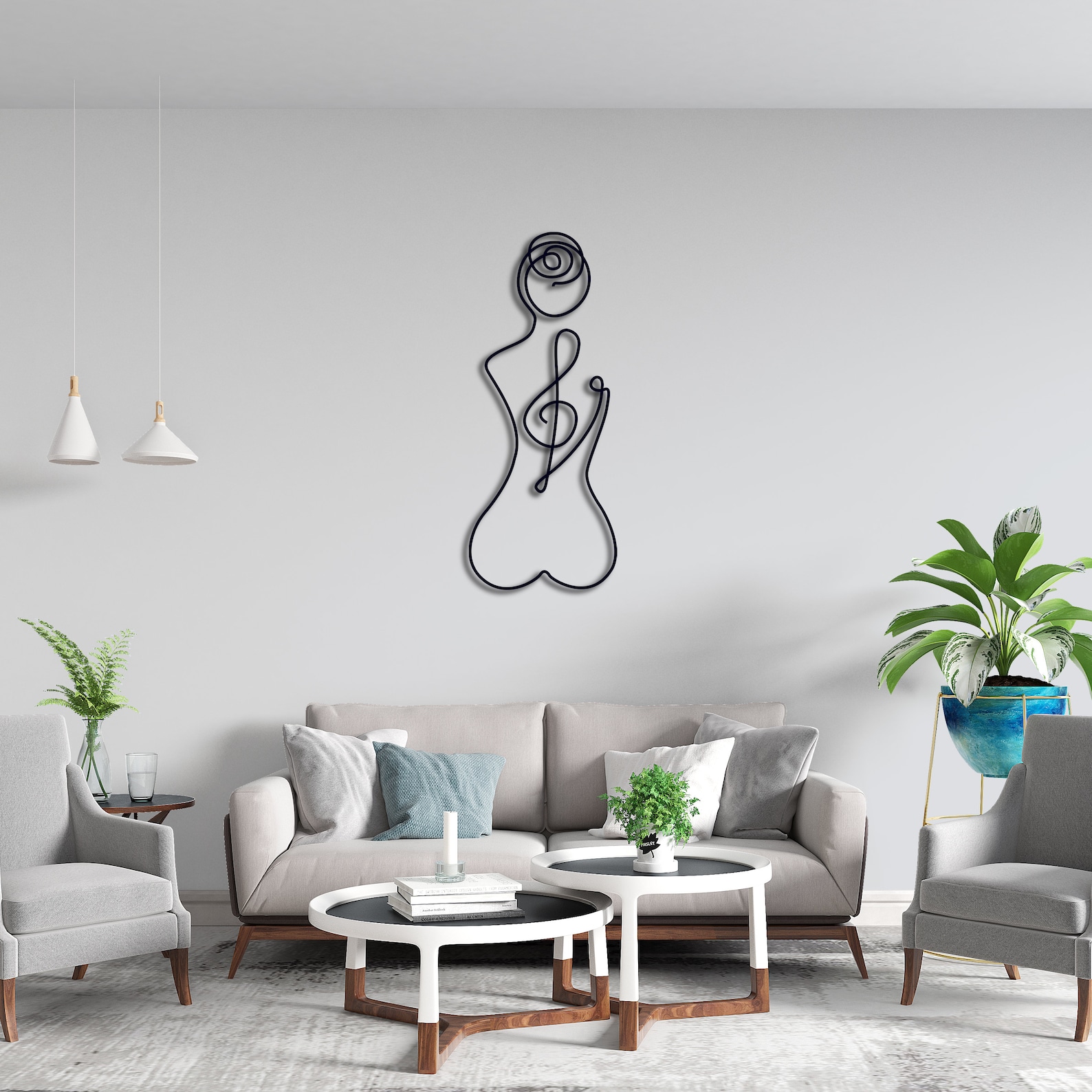 Minimalist Decor Metal Wall Art Single Line Art Wall Decor - Etsy