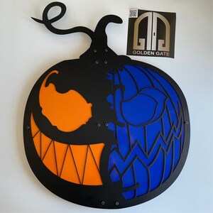 Colorful Pumpkin Faces Metal Wall Art, Scary Halloween Outdoor Home Art ...