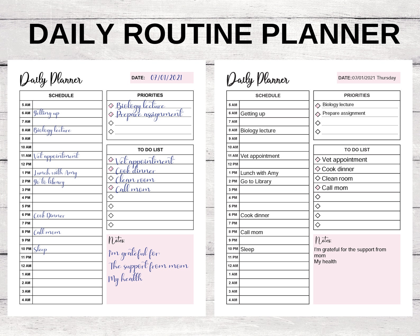 Minimalist Daily Routine Printable Editable Planner. Undated - Etsy