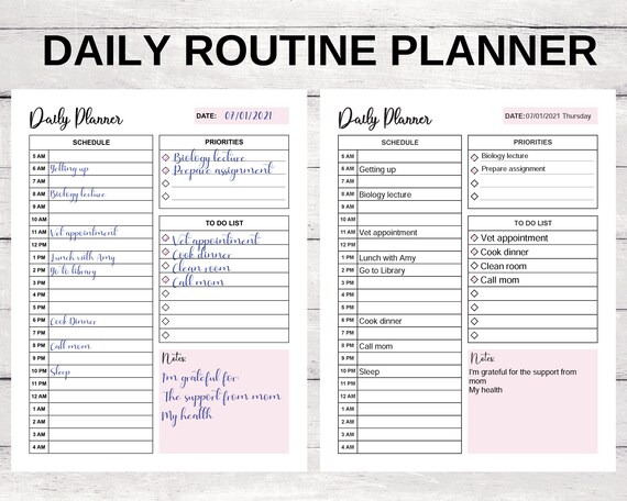 Minimalist Daily Routine Printable Editable Planner. Undated - Etsy