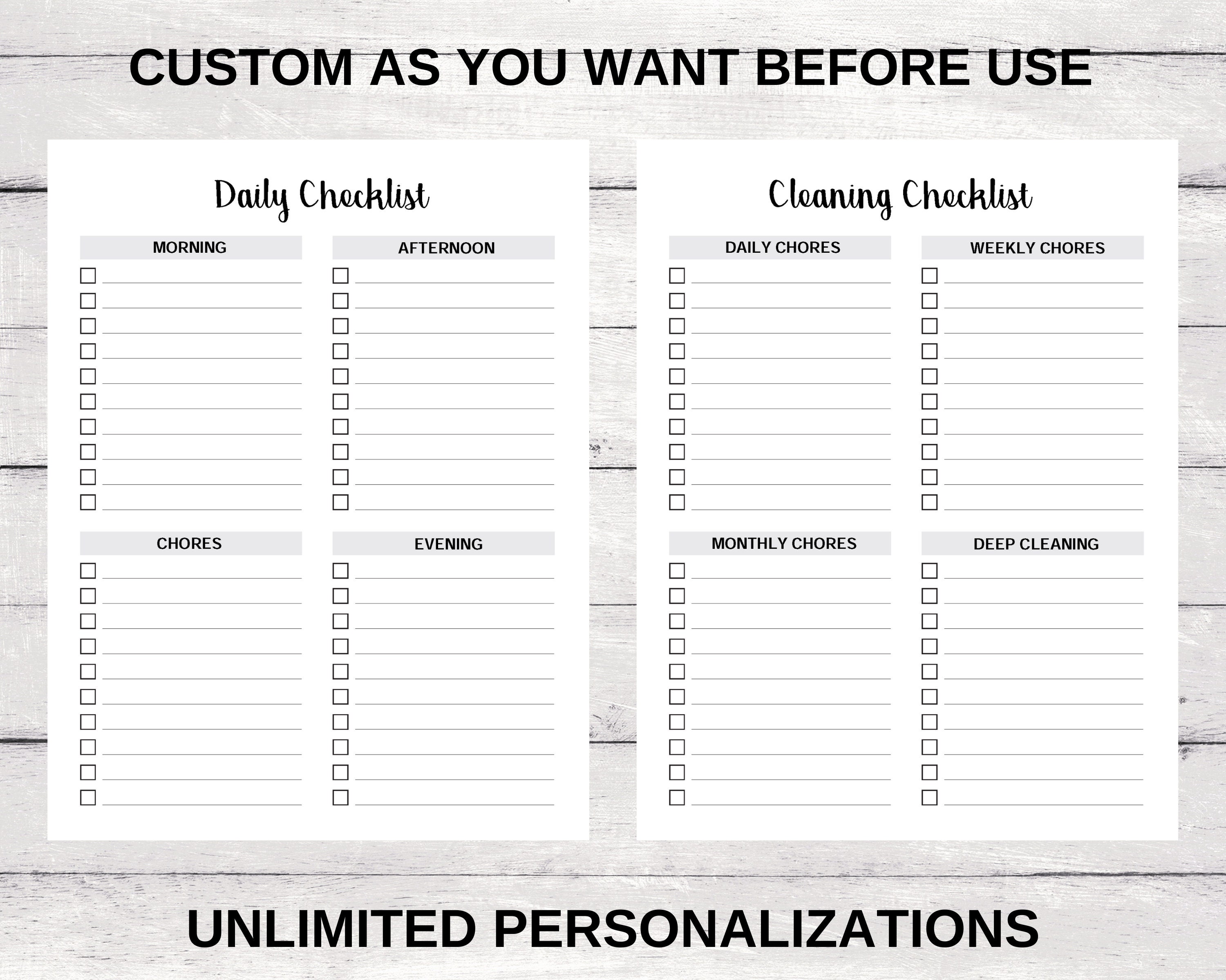 Self-customizable Editable to Do List Templates. Personalized Editable ...