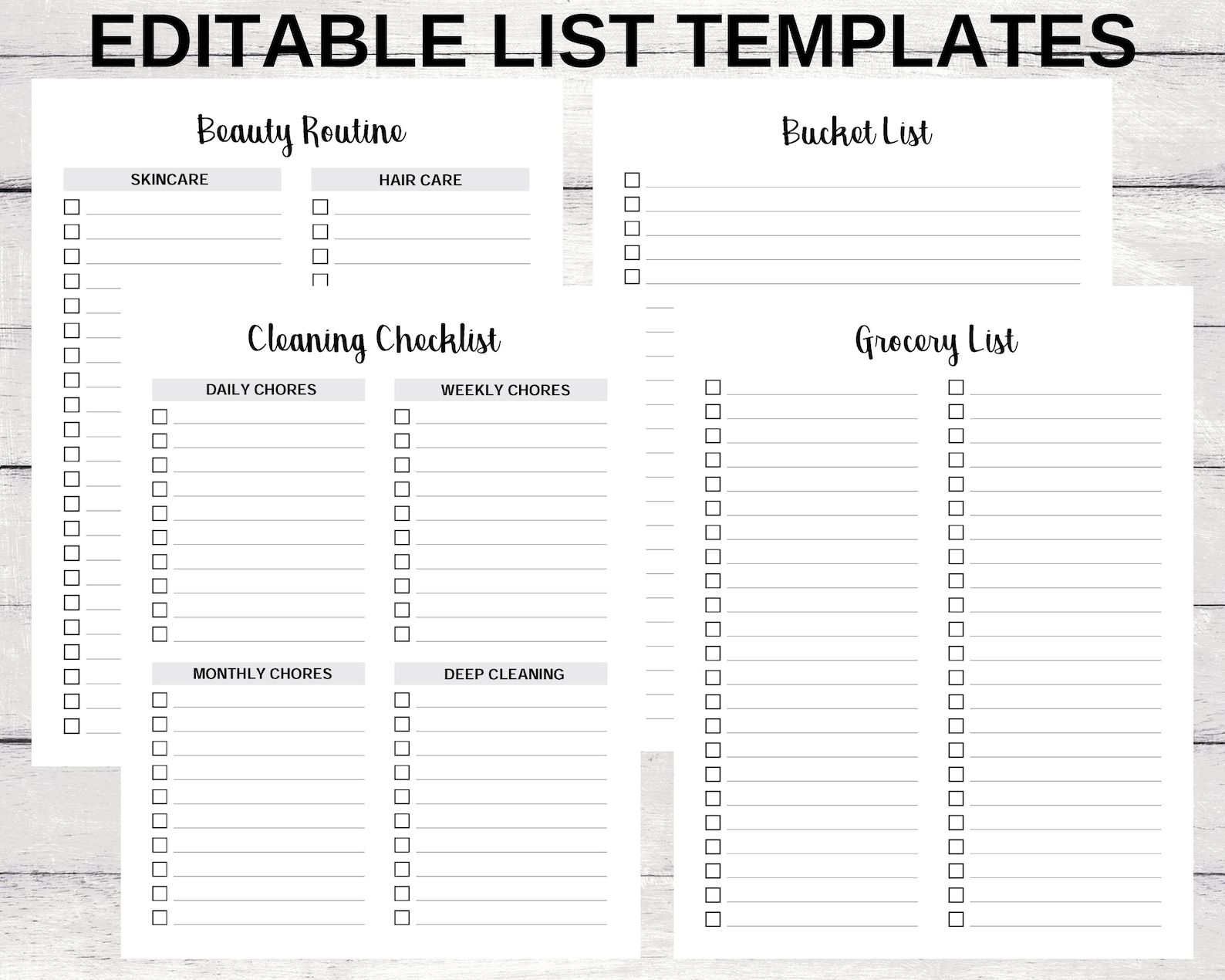 Self-customizable Editable to Do List Templates. Personalized Editable ...