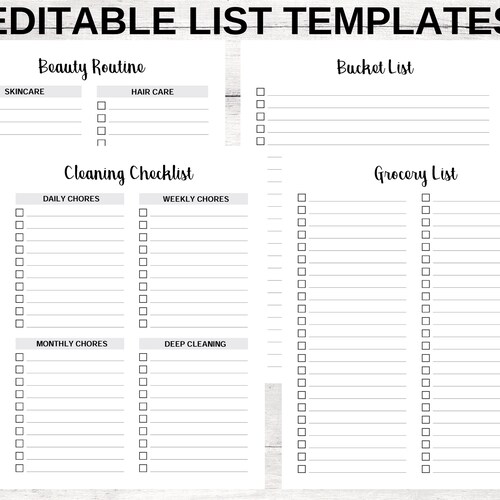 Printable To-do List Editable Checklist Template Master - Etsy