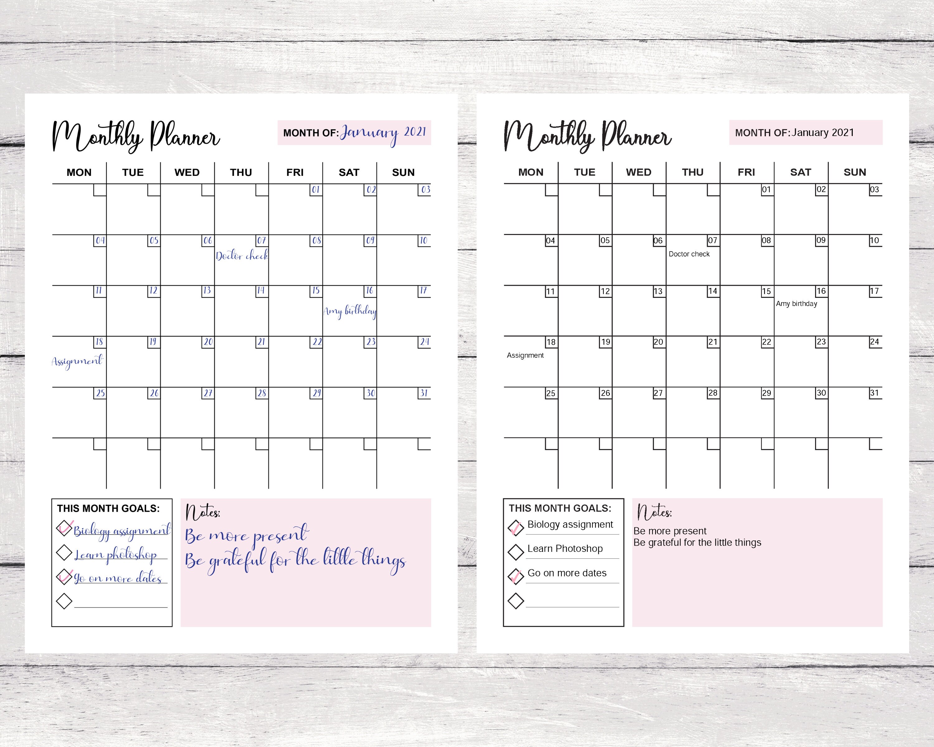 Daily Weekly Monthly Editable Planner Inserts & Editable to Do | Etsy