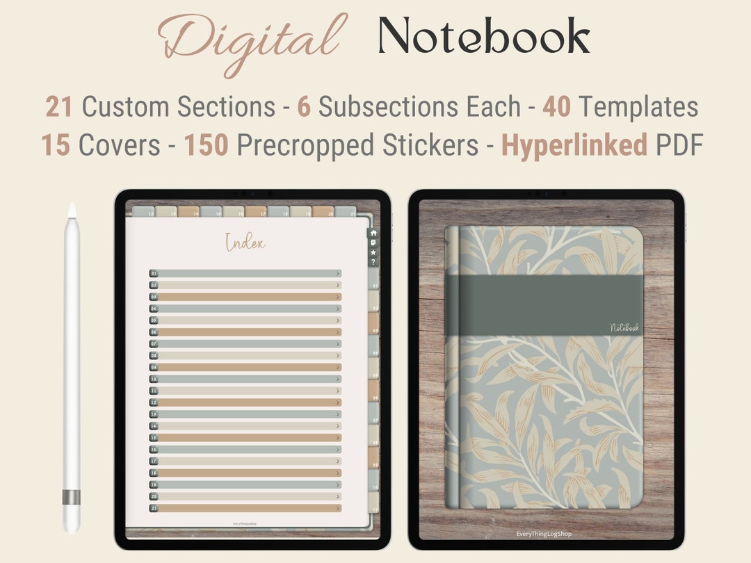 Minimalist Goodnotes Digital Notebook With Hyperlinks Portrait Digital ...