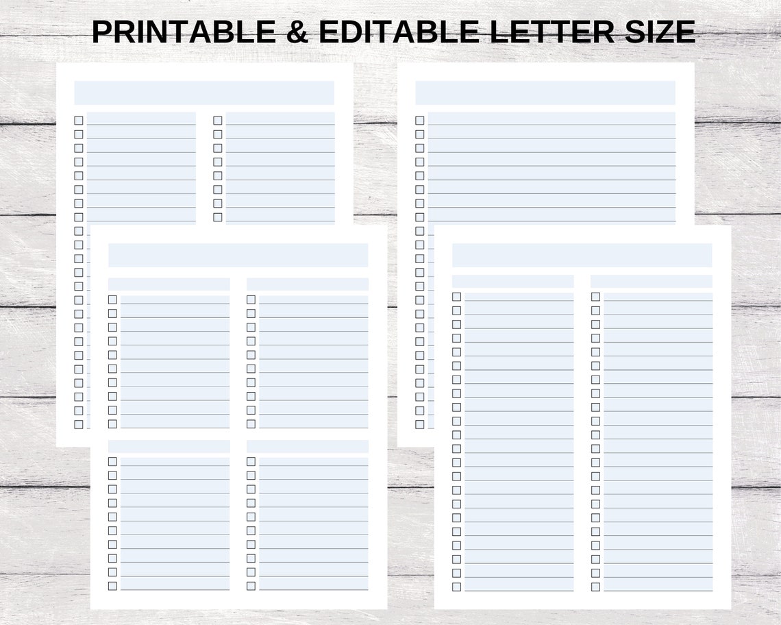 Self-customizable Editable to Do List Templates. Personalized Editable ...
