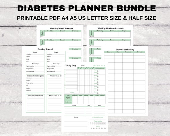 Blood Sugar Tracker and Daily Food Journal. Diabetes Tracker - Etsy