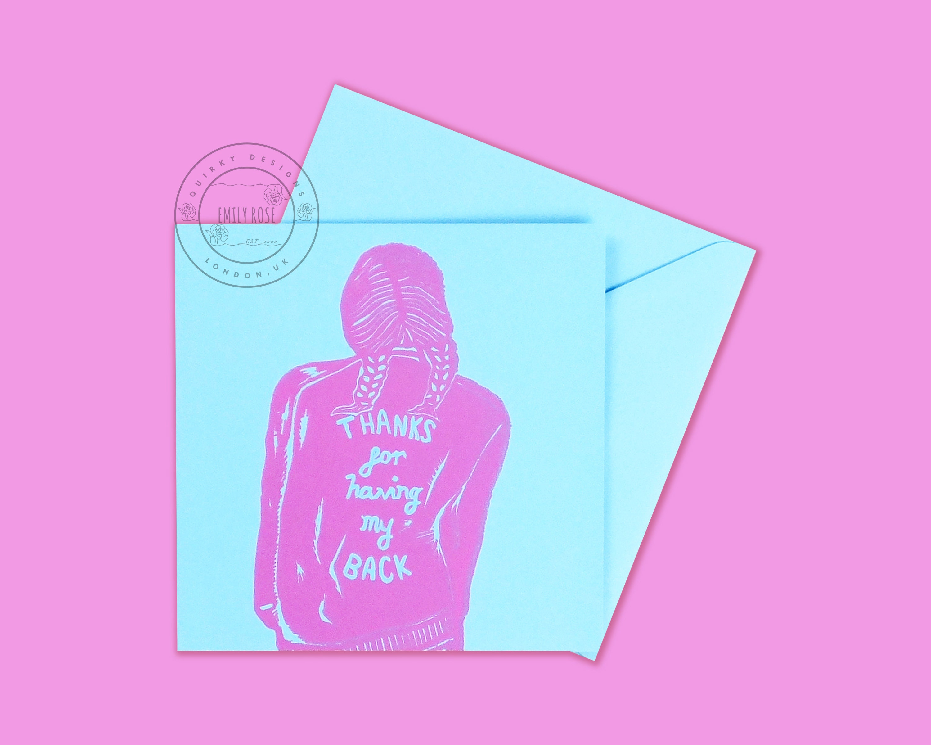 Thank You Card thanks for Having My Back Lino - Etsy