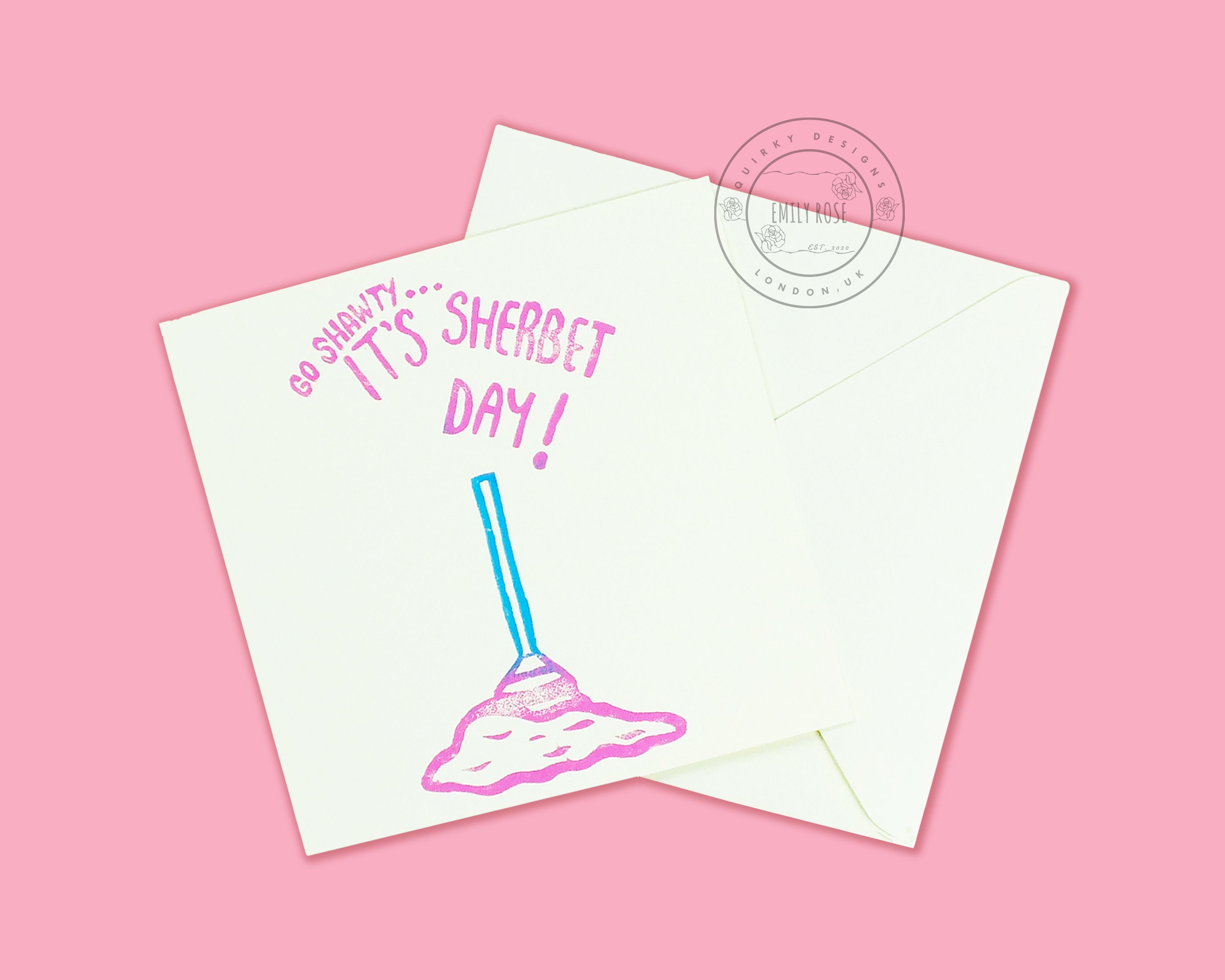 Go Shawty It's Sherbet Day! Lino Print Birthday Card - Etsy