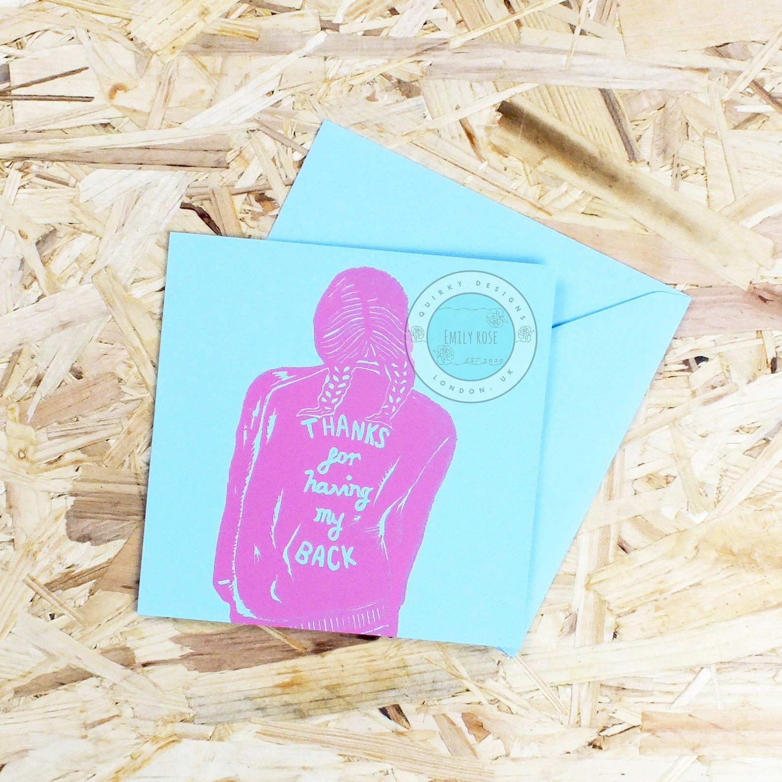 Thank You Card thanks for Having My Back Lino - Etsy