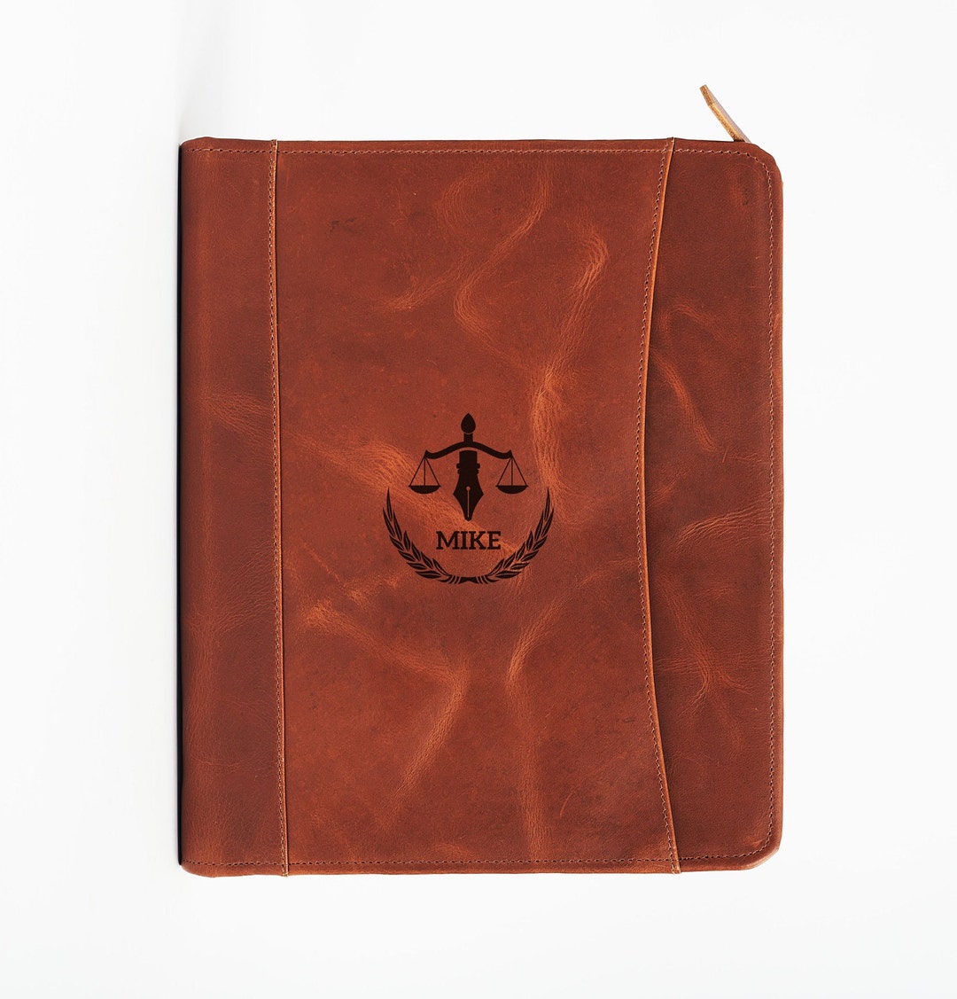 Leather Notebook Zipper Portfolio, Gift for Business, Company Gift ...