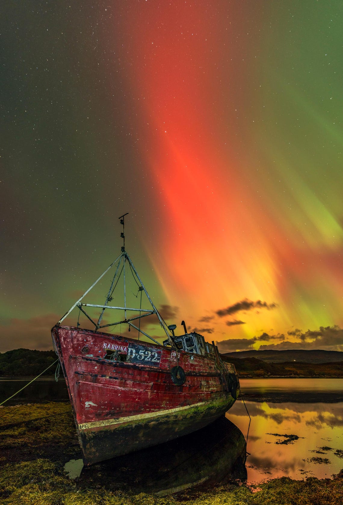 Northern Lights Print - Sabrina Boat, Donegal Ireland Aurora - Etsy