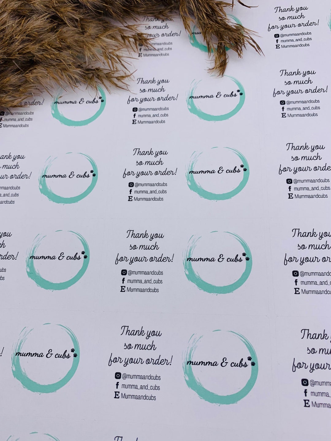 Thank You Labels, Logo Stickers Rectangle, Personalised Business Labels ...
