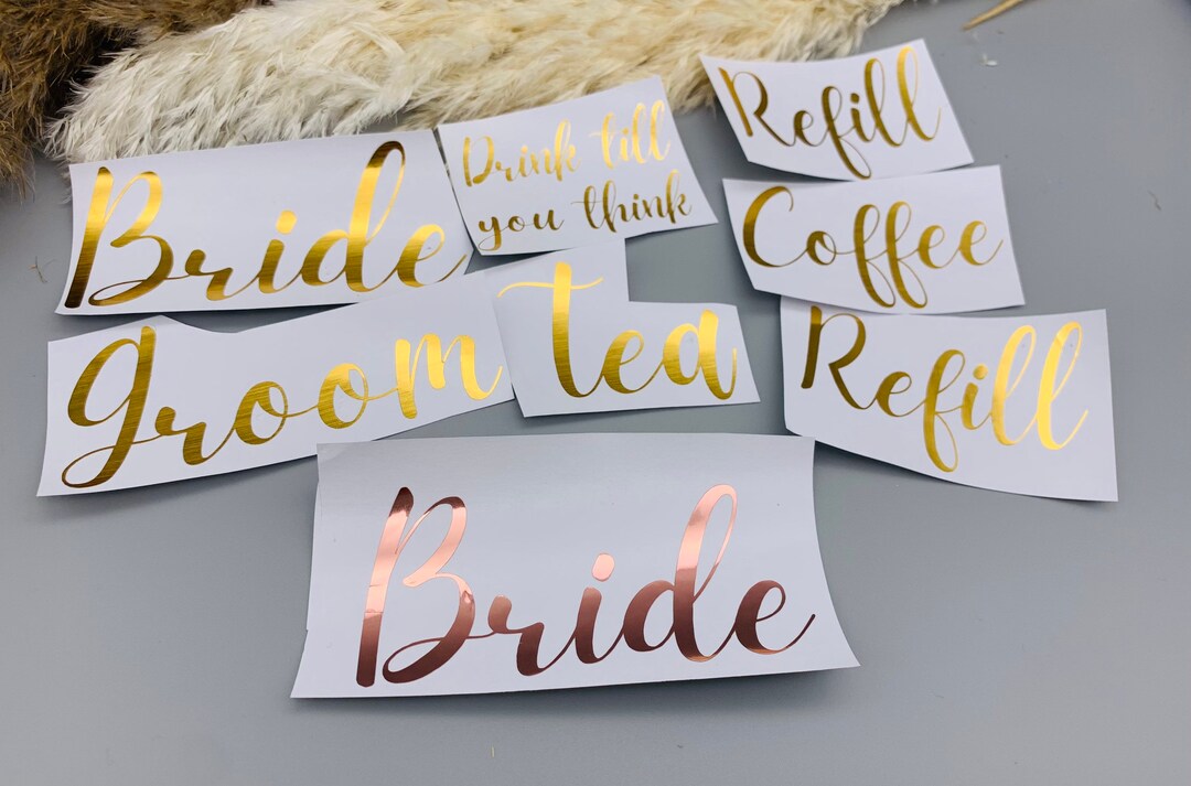 Bride and Groom Decal, Bridal Stickers, Permanent Vinyl Decal, Custom ...