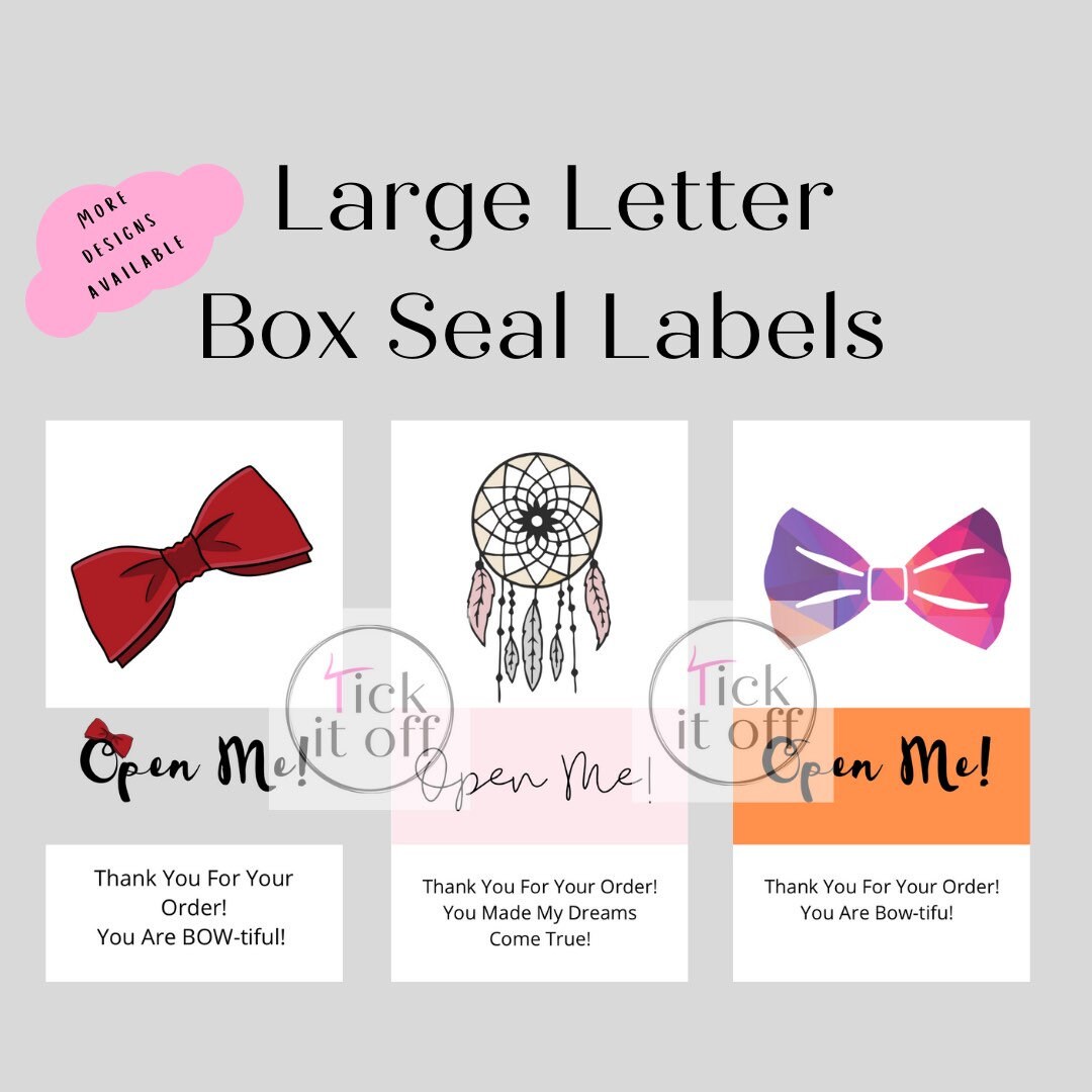 Box Seal Labels, Letterbox Sticker, Bow Business Sticker, Small ...