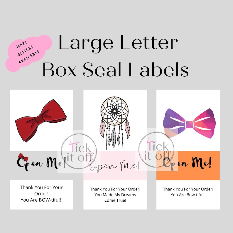 Box Seal Labels Letterbox Sticker Bow Business Sticker - Etsy UK