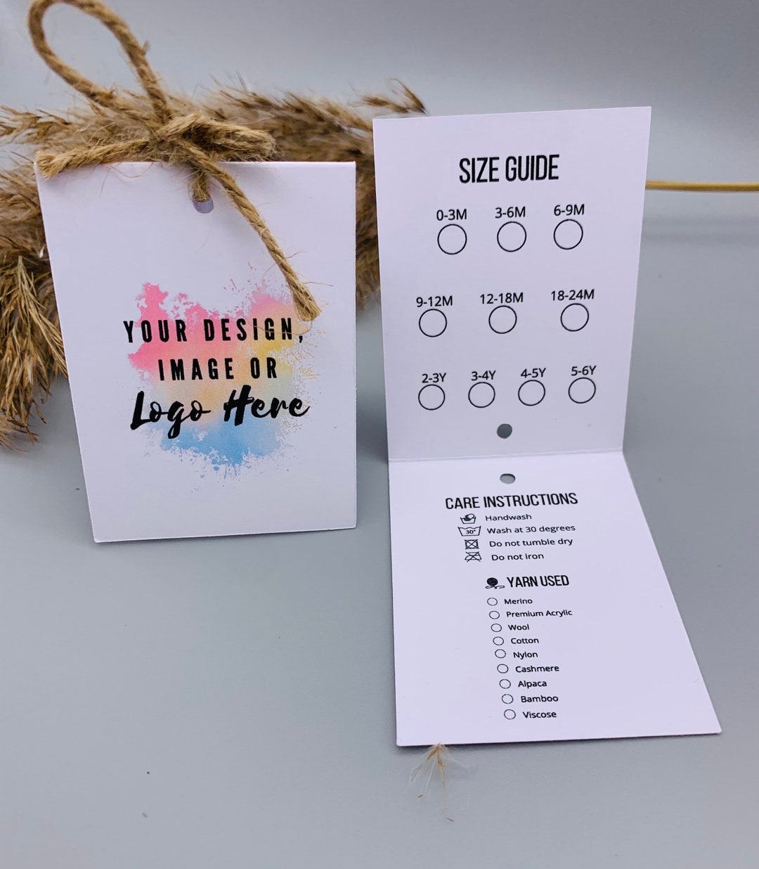 Fold Over Tags, Clothing Tags Custom, Care Instruction, Double Sided ...