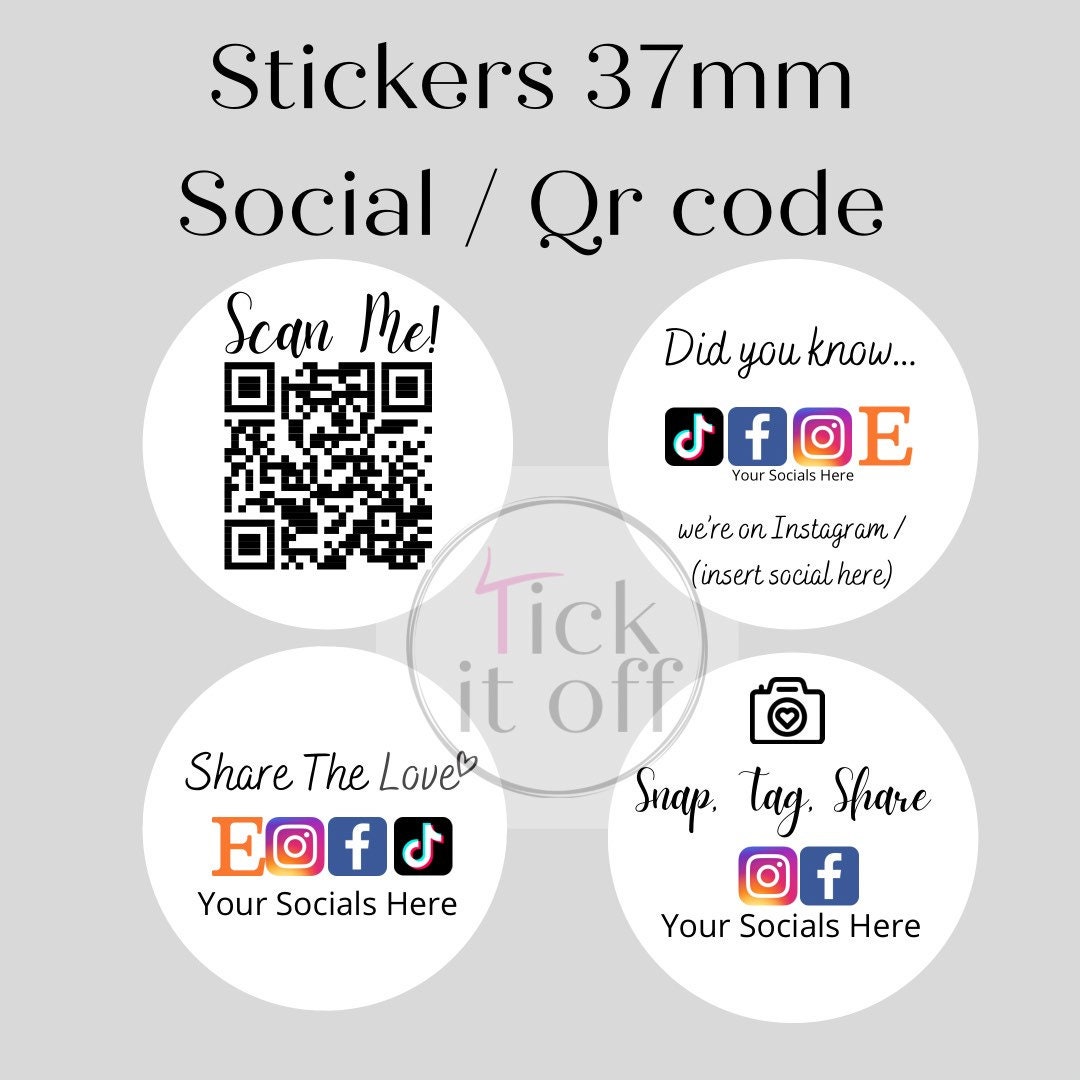 Social Media Stickers, Qr Code Stickers, Snap Tag Share, Personalised ...