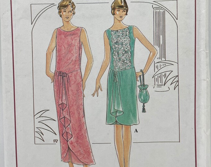 Simplicity 8776 Retro 20s Flapper Style Dress and Drawstring Purse Sewing Pattern Size 12 14 16 ...
