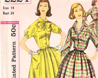 Butterick 6018 Retro 50s Dress Sewing Pattern Size 14 16 18 20 22 Uncut ...