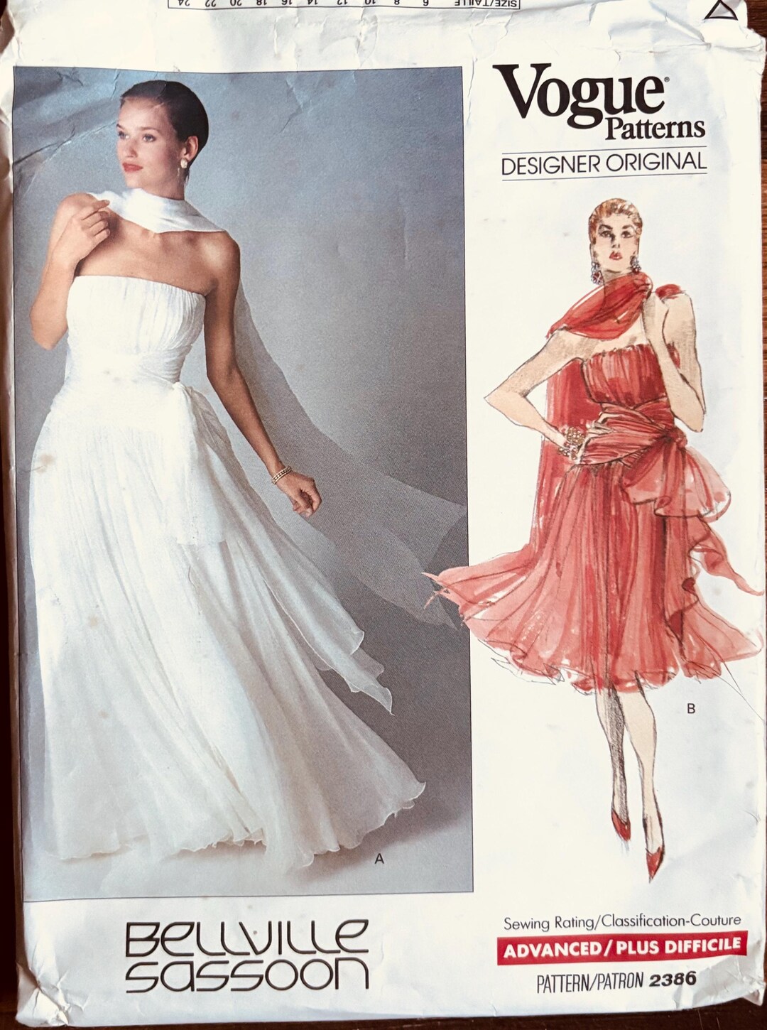 Vogue #2386 by Belleville Sassoon Original Vintage 1989 Pattern Misses ...