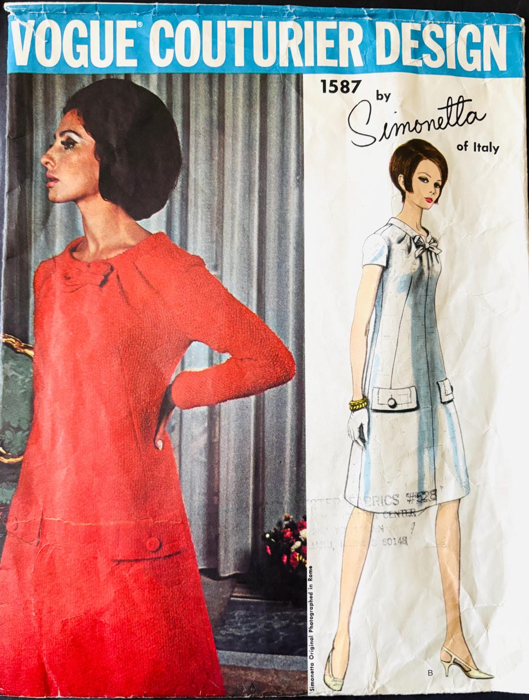 1966 Vogue Sewing Pattern: Simonetta A-line Dress, Bust 36" (cut) - Etsy