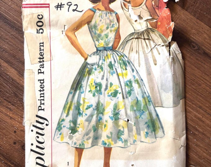 1957 Simplicity 2105 Vintage Dress Sewing Pattern: Halter Bodice, Full ...